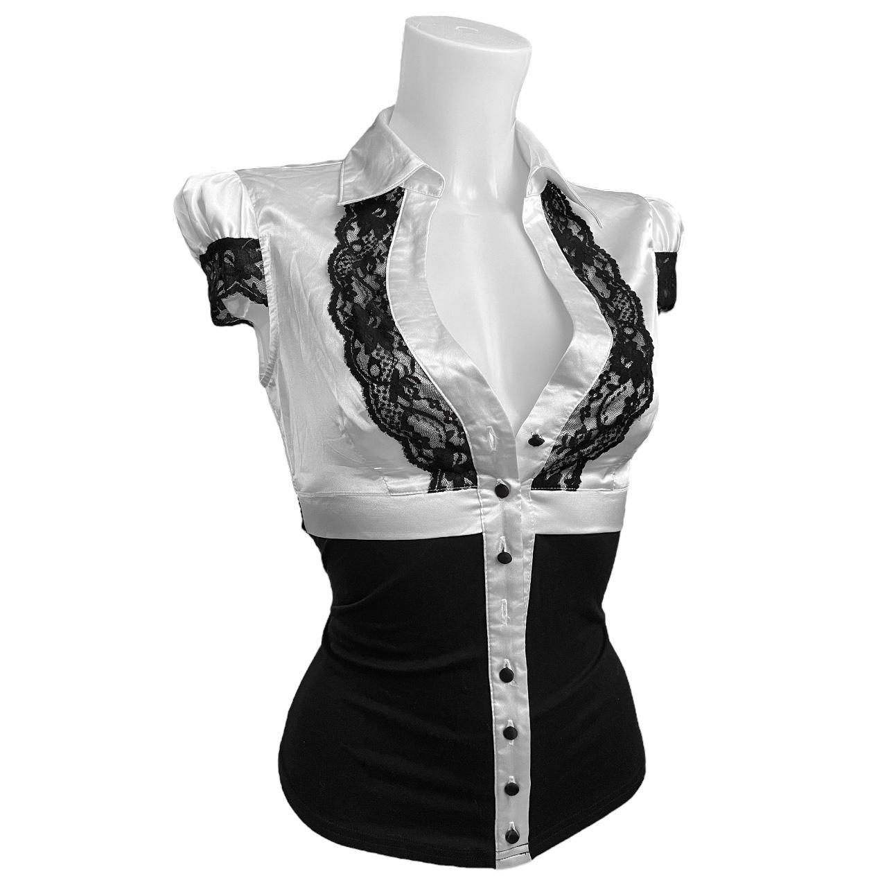 babydoll button down office siren blouse with... - Depop