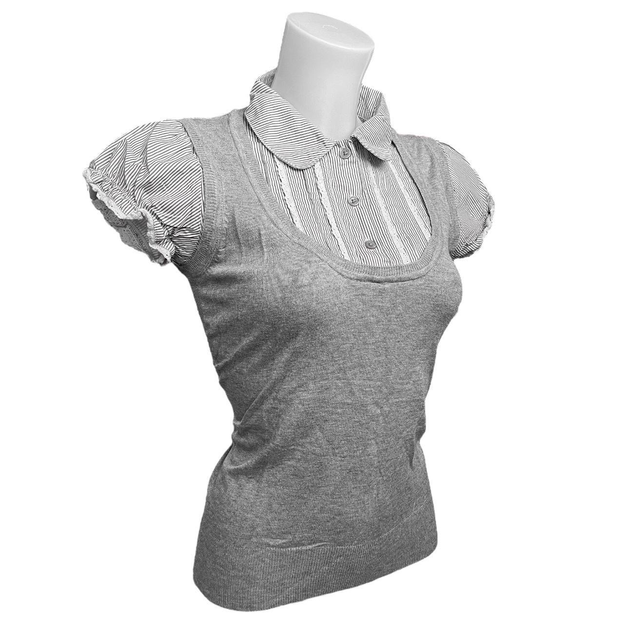 2 in 1 layered blouse with faux button up front and... - Depop