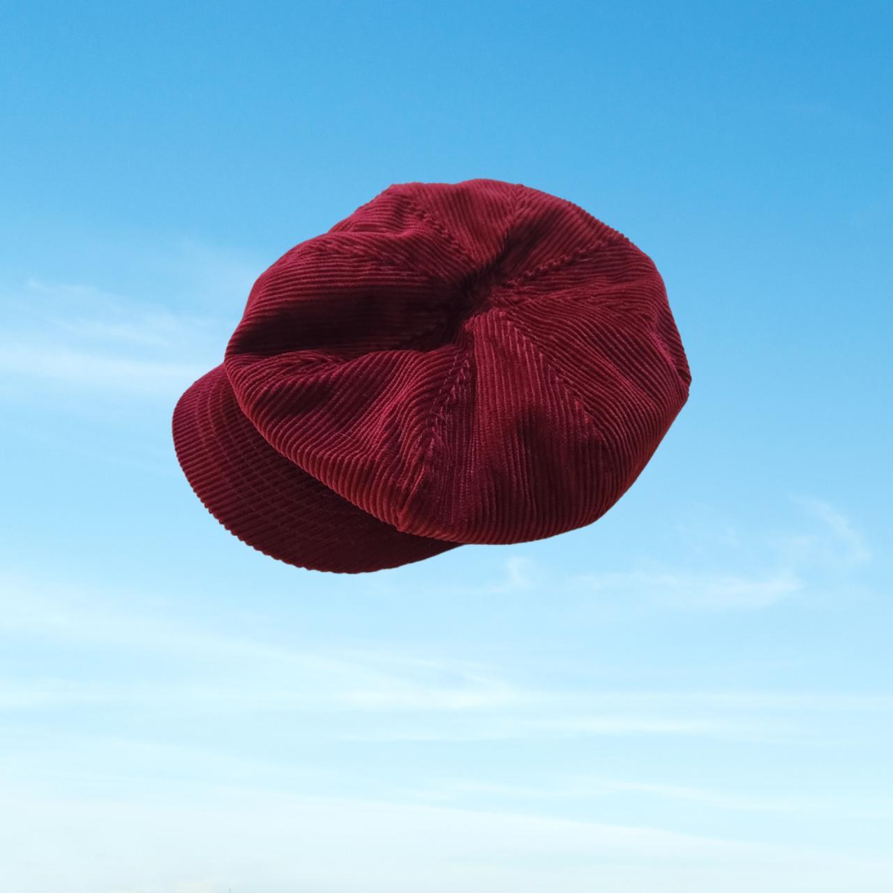 red corduroy newsboy paper hat, great condition.... - Depop