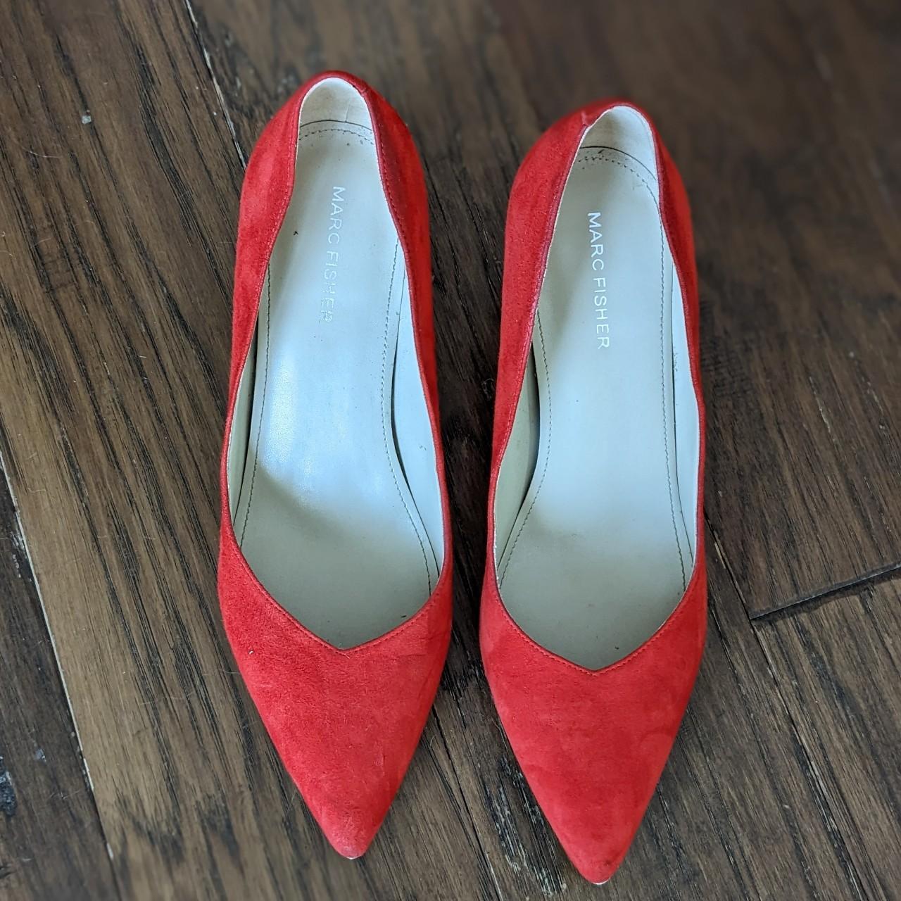 Gorgeous tomato red pointed toe pumps from Marc... - Depop