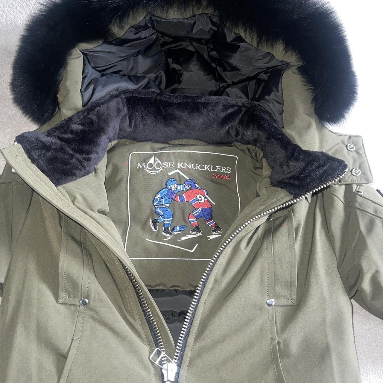 Kids Moose Knuckles khaki bomber /ski jacket with... - Depop