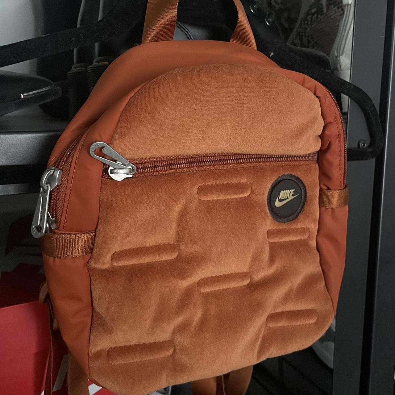 Nike mini back pack in a burnt orange suede! #nike... - Depop