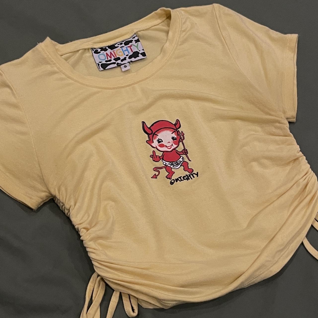 Omighty yellow devil scrunch shirt Super soft,... - Depop