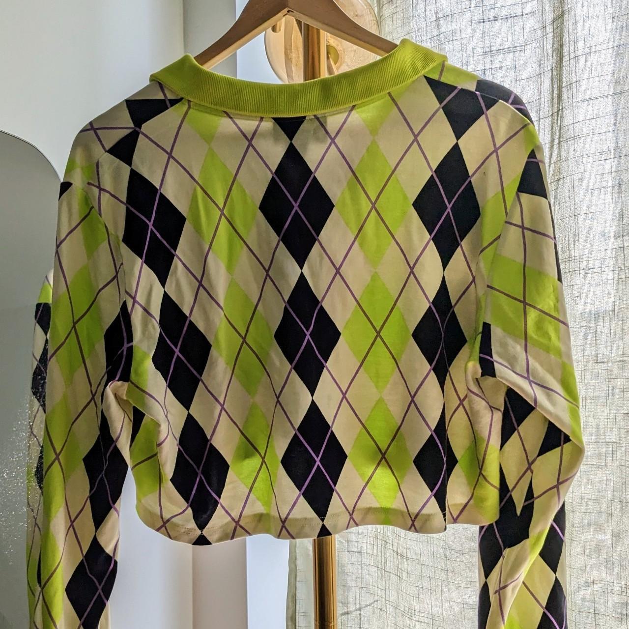 Monki Cropped Argyle Jersey Shirt. Very soft and... - Depop