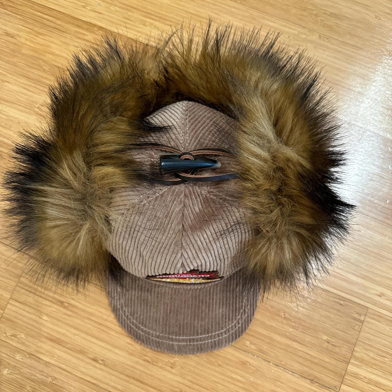 Dsquared2 mother fluff brown corduroy hat with faux... - Depop