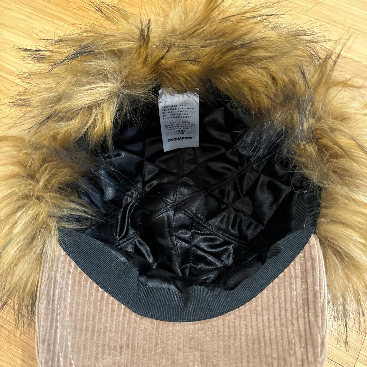 Dsquared2 mother fluff brown corduroy hat with faux... - Depop