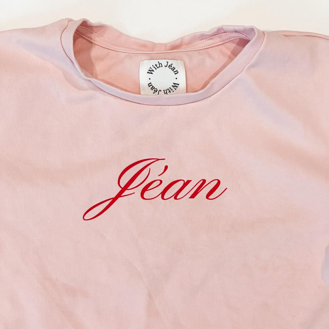 With Jean Baby Pink Cursive Namesake Tee Retails... - Depop