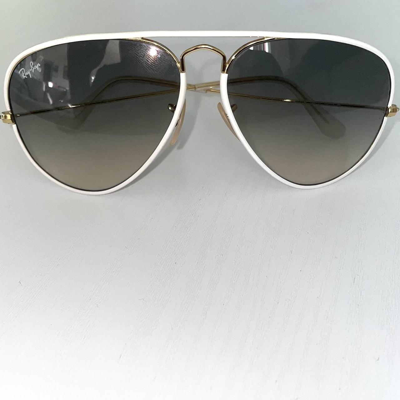 Ray-Ban Men's White and Silver Sunglasses | Depop