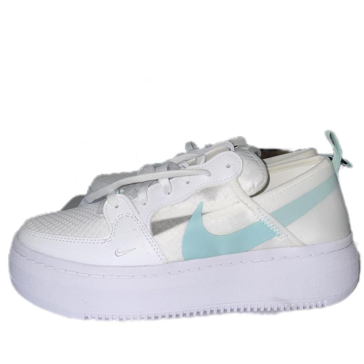 White Nike Platform Sneakers 👟 Light blue swoosh... - Depop