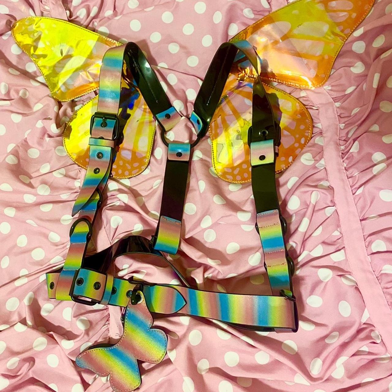 Dollskill butterfly body harness glow rave music... - Depop