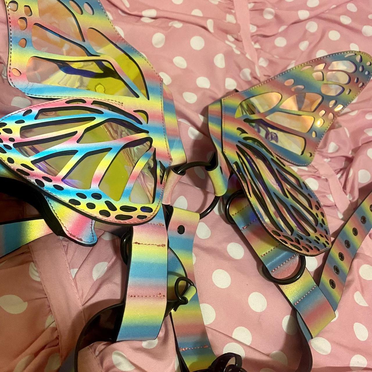 Dollskill butterfly body harness glow rave music... - Depop