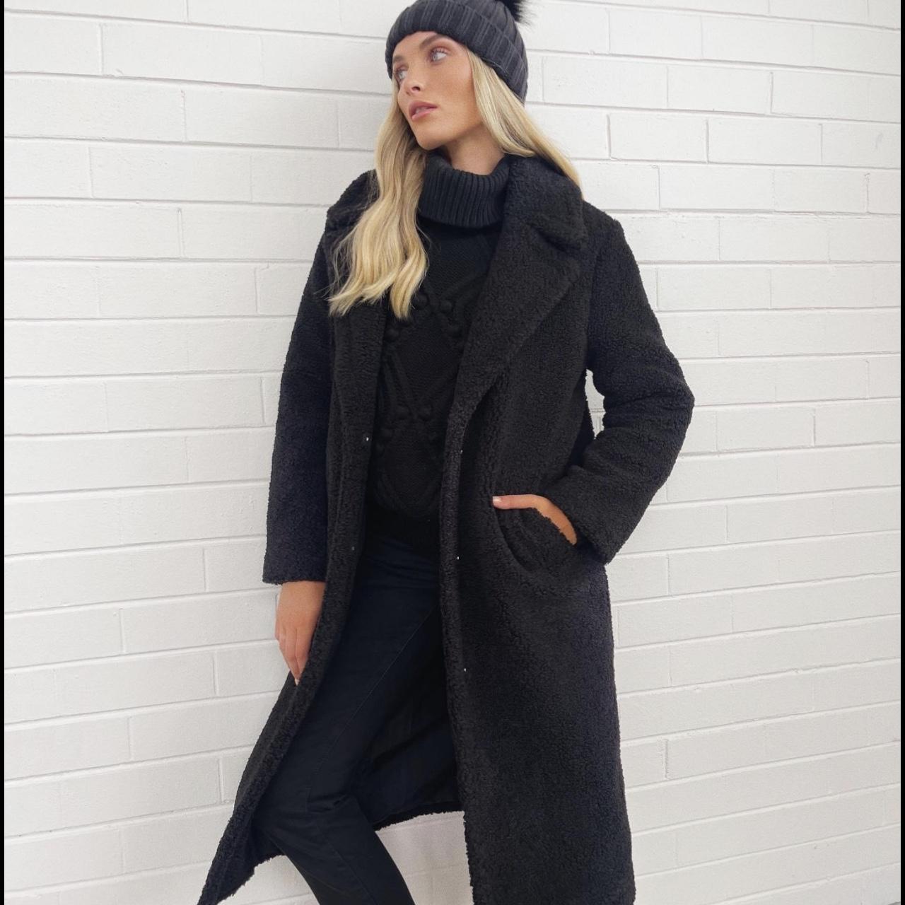 Decjuba Margot Shearling Black Coat size small. Worn... - Depop