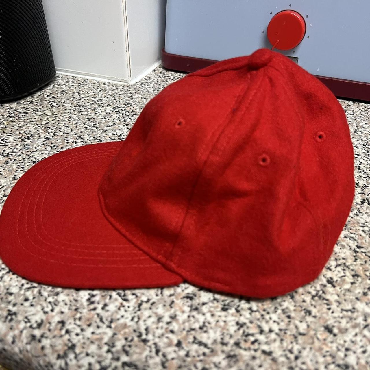 Red wool baseball hat One size Adjustable at back - Depop