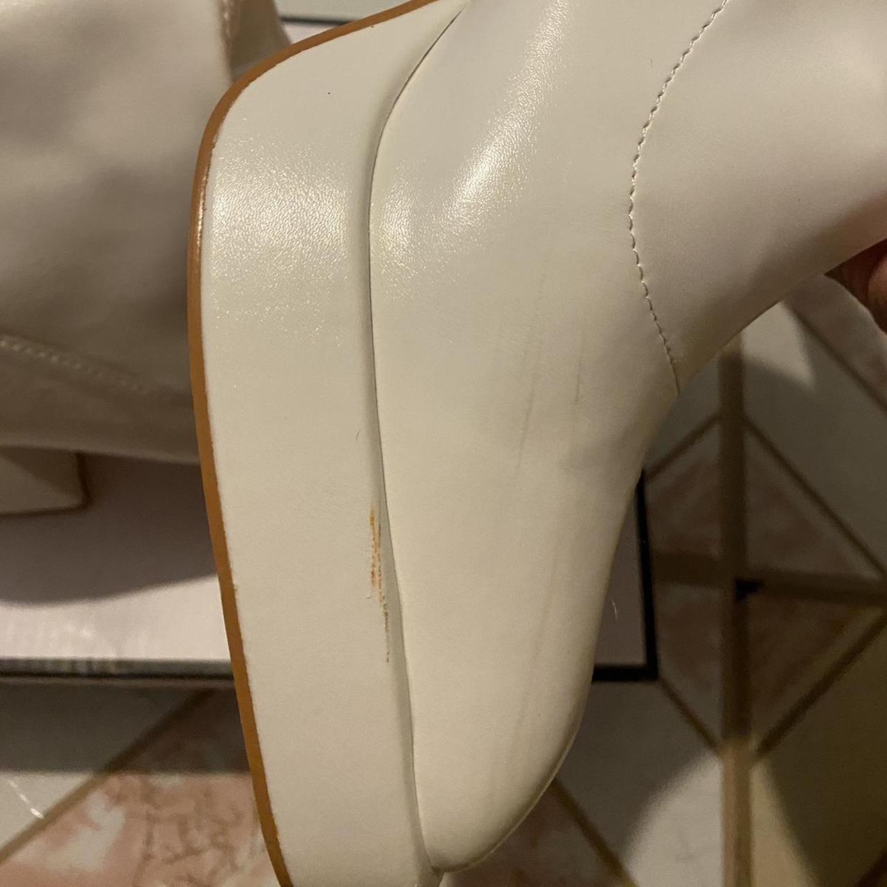 White platform booties with a 5" heel. They were... - Depop