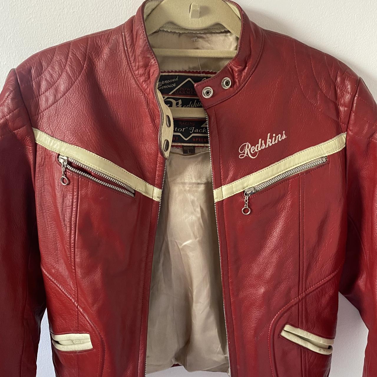 y2k red leather moto jacket In good condition, never... - Depop