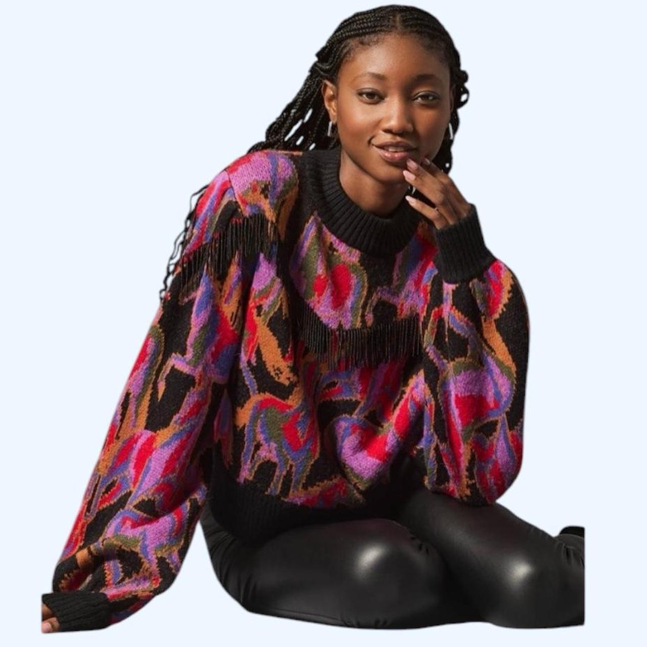 Farm Rio Wild Horses Beaded Fringe Sweater... - Depop