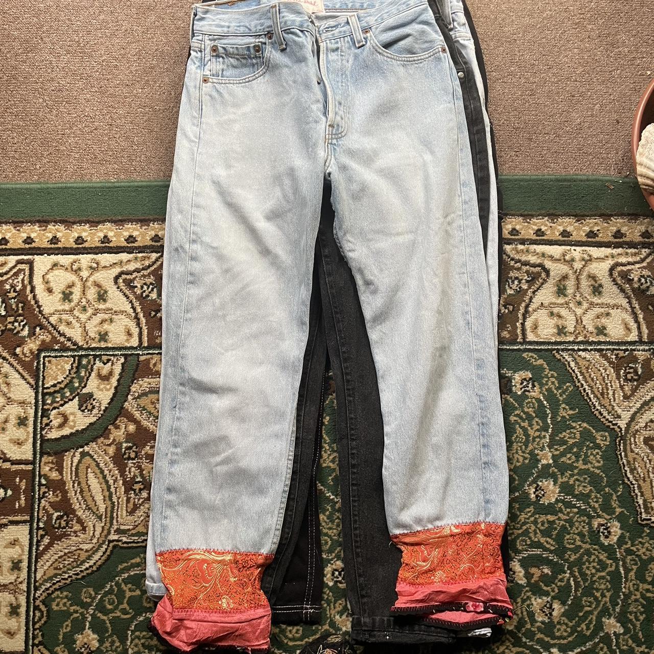 Vintage Levi 501 with silk cuffs. Bella dhal... - Depop