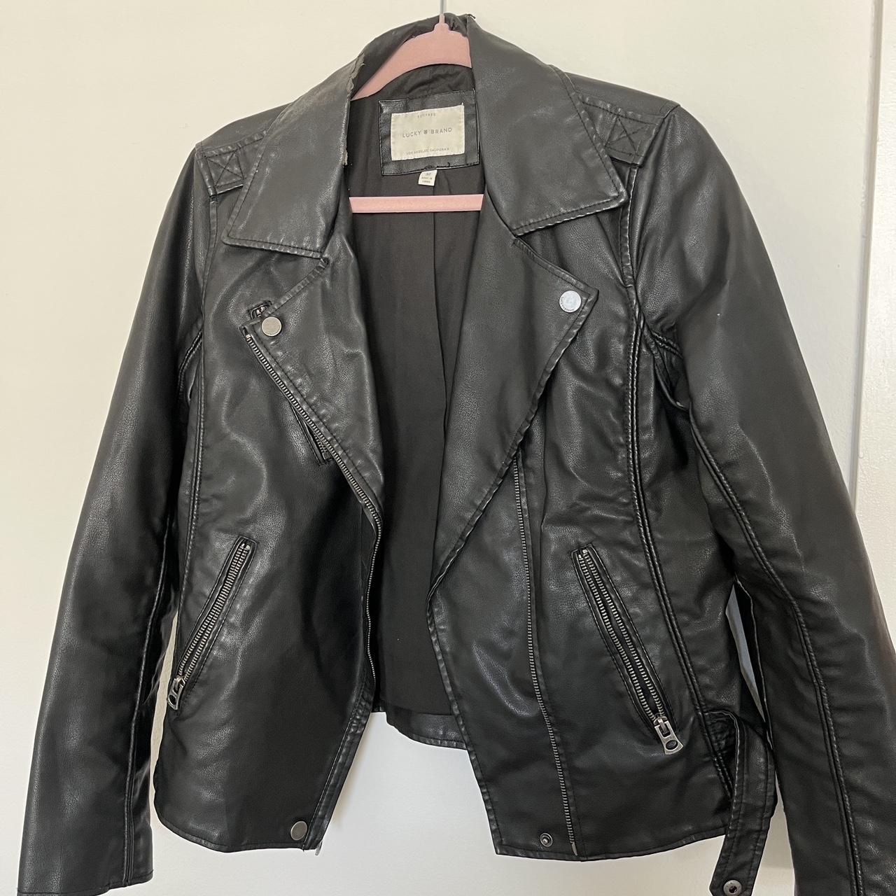 Lucky Brand Leather Jacket. In great condition with... - Depop