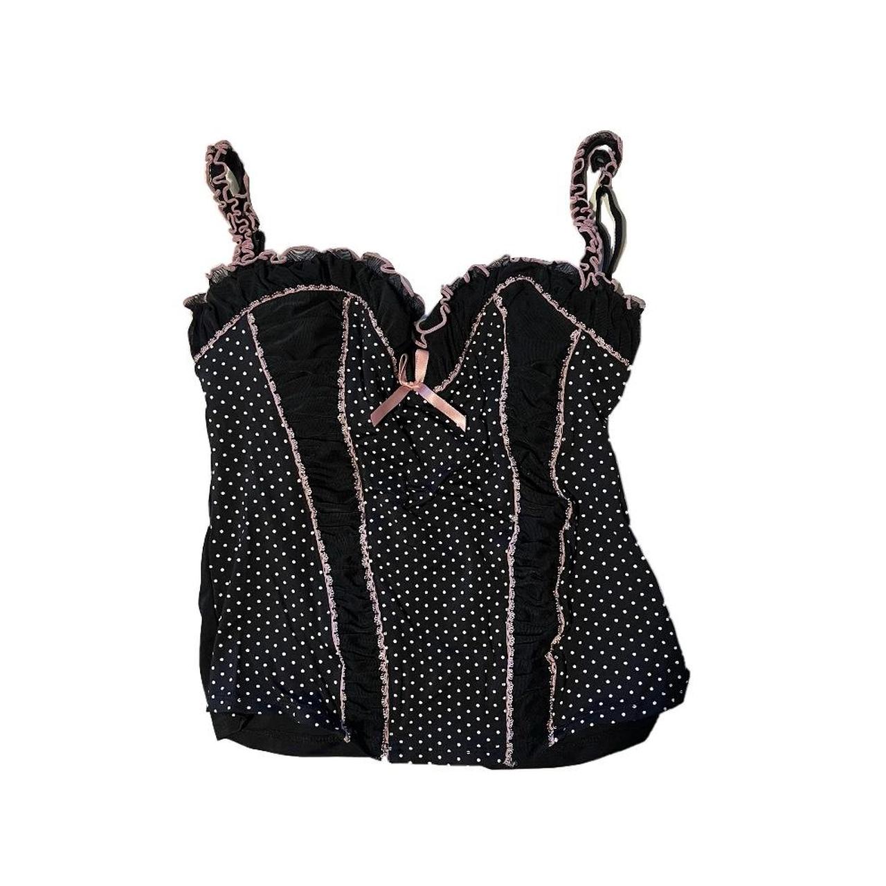 Ann Summers Corset Top Pink And Black With Polka Depop