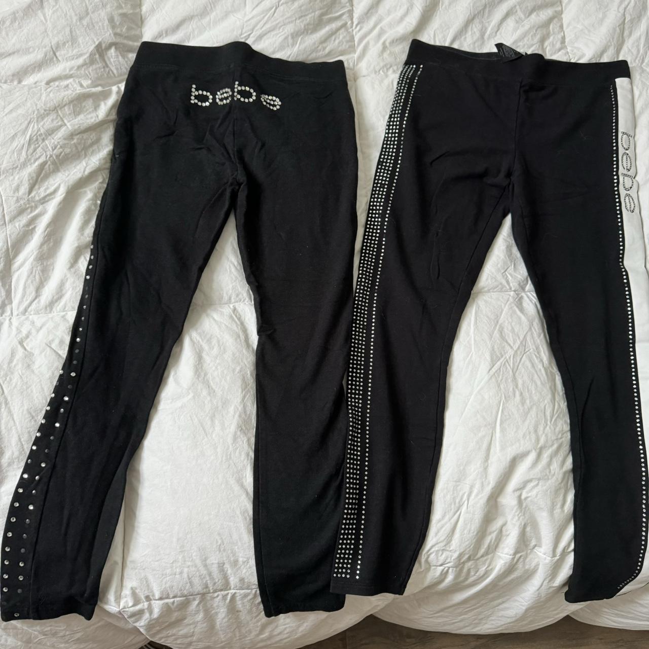 bundle of 2 bebe rhinestone leggings both are size... - Depop