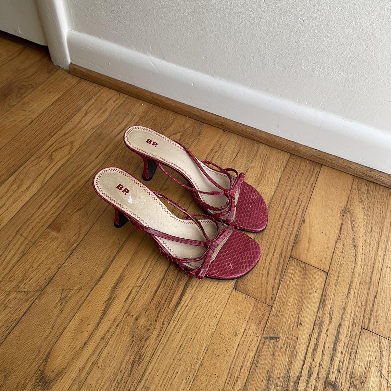 BP Women's Red and Burgundy Sandals | Depop