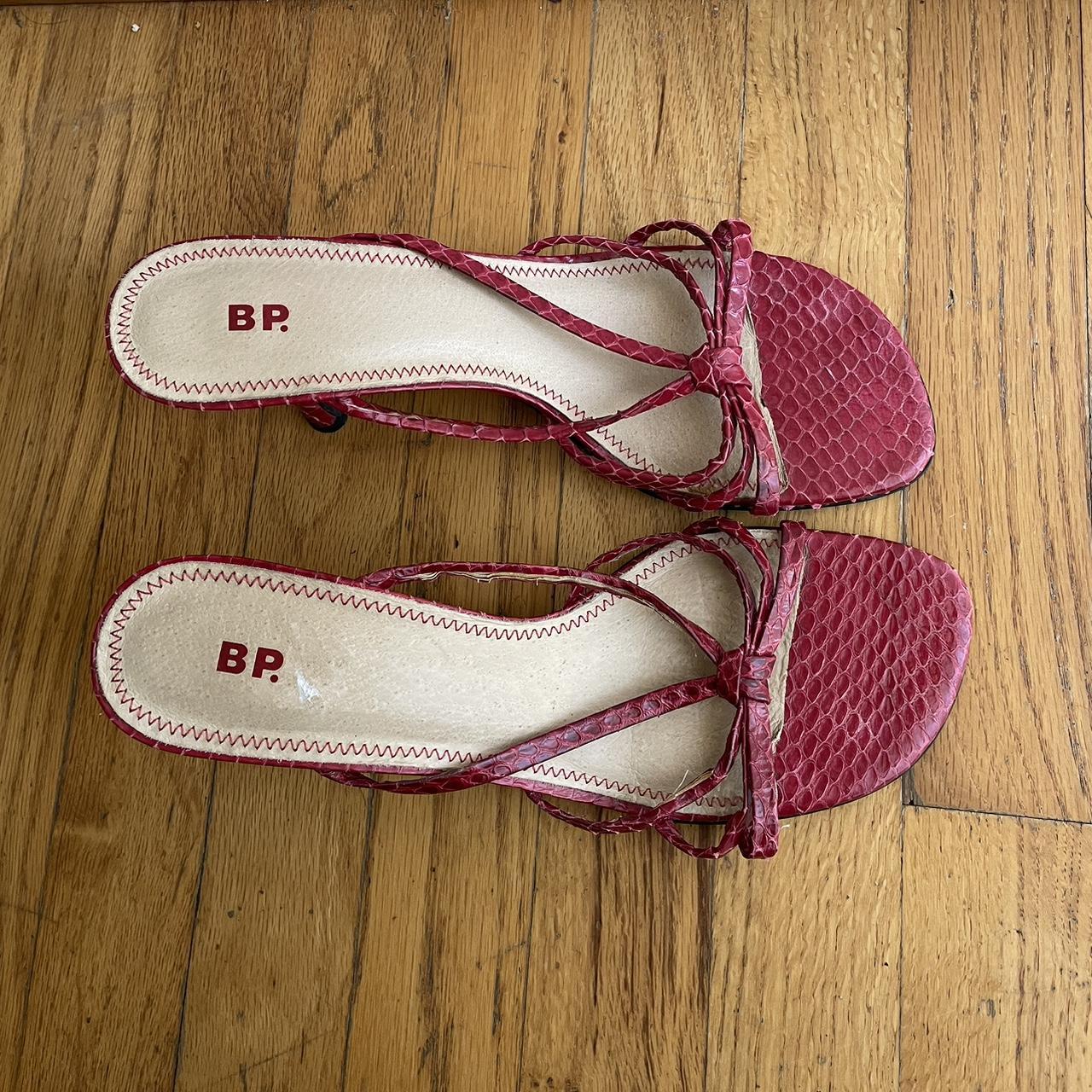 BP Women's Red and Burgundy Sandals | Depop