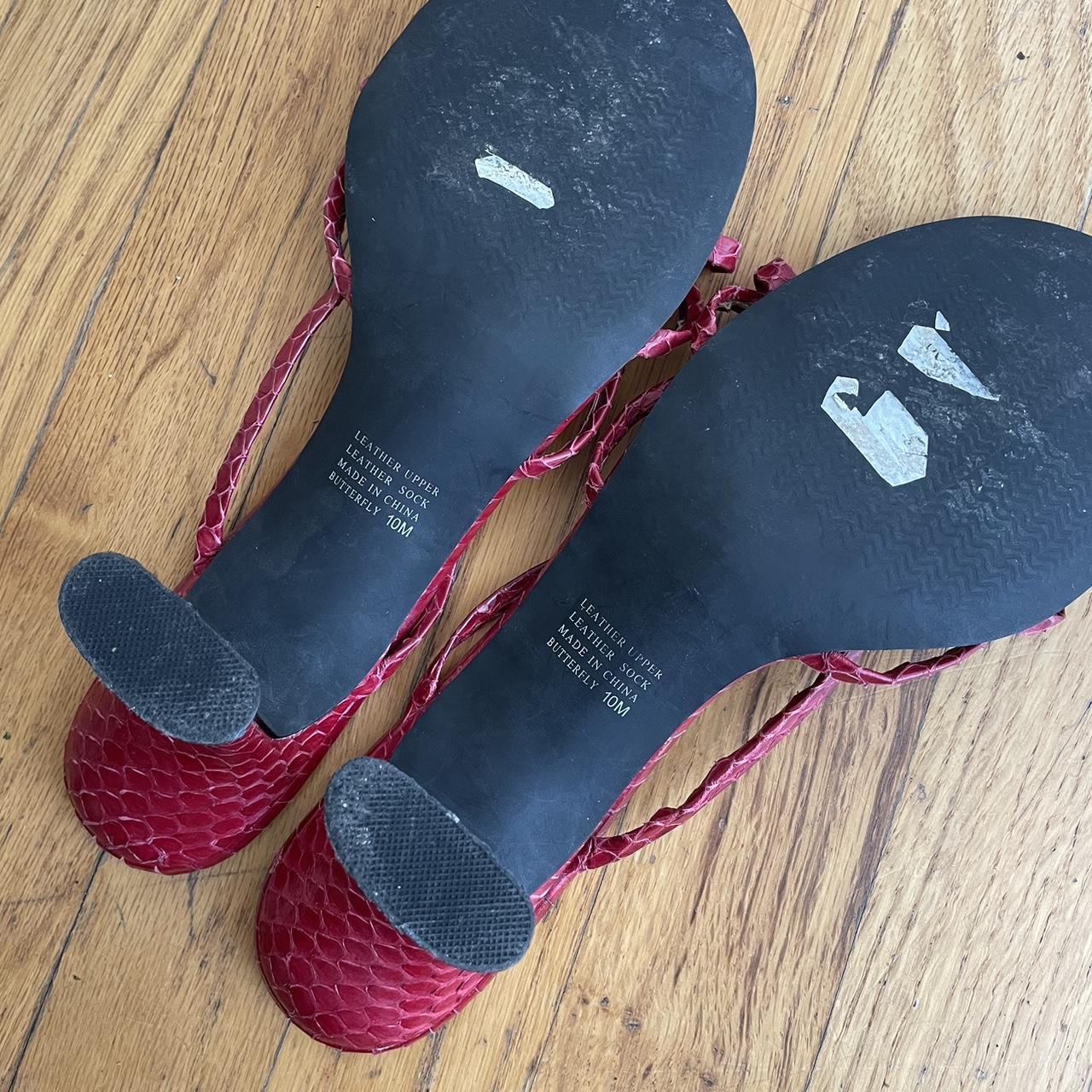 BP Women's Red and Burgundy Sandals | Depop