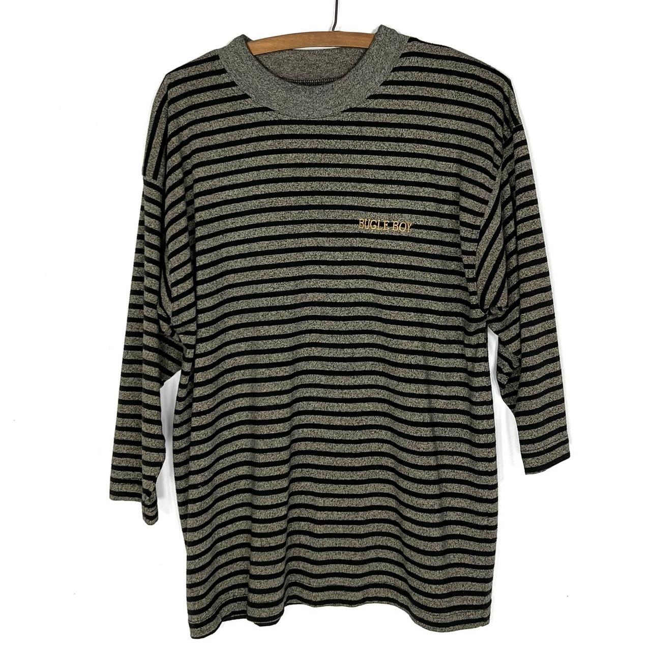 Vintage Bugle Boy striped 3/4 sleeve shirt Size... - Depop