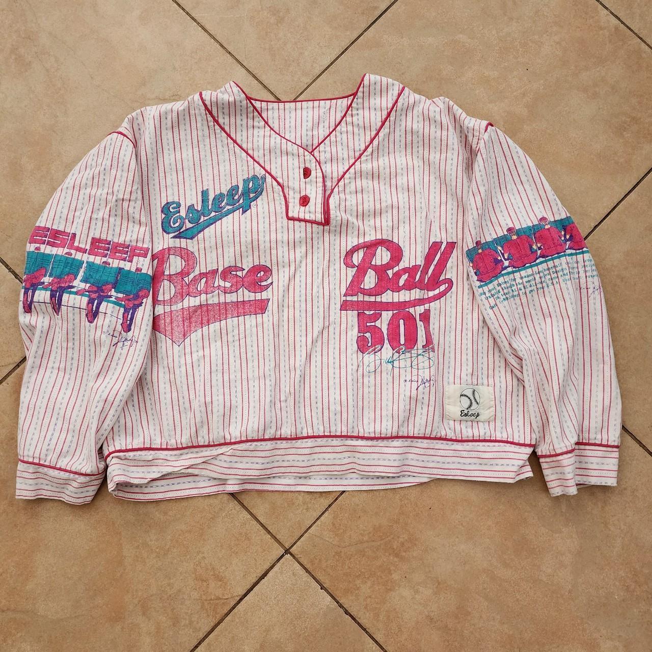 Vintage 1999 Esleep Crop Top Baseball Long Sleeve... - Depop