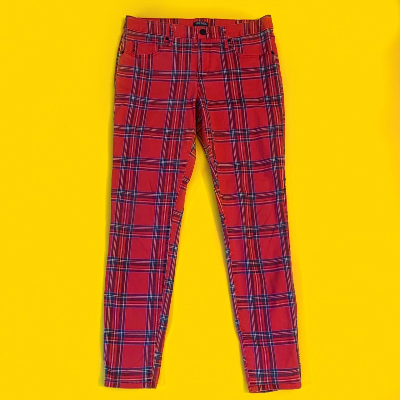 Target Plaid Red Wild Fable Punk Skinny Jeans Size... - Depop