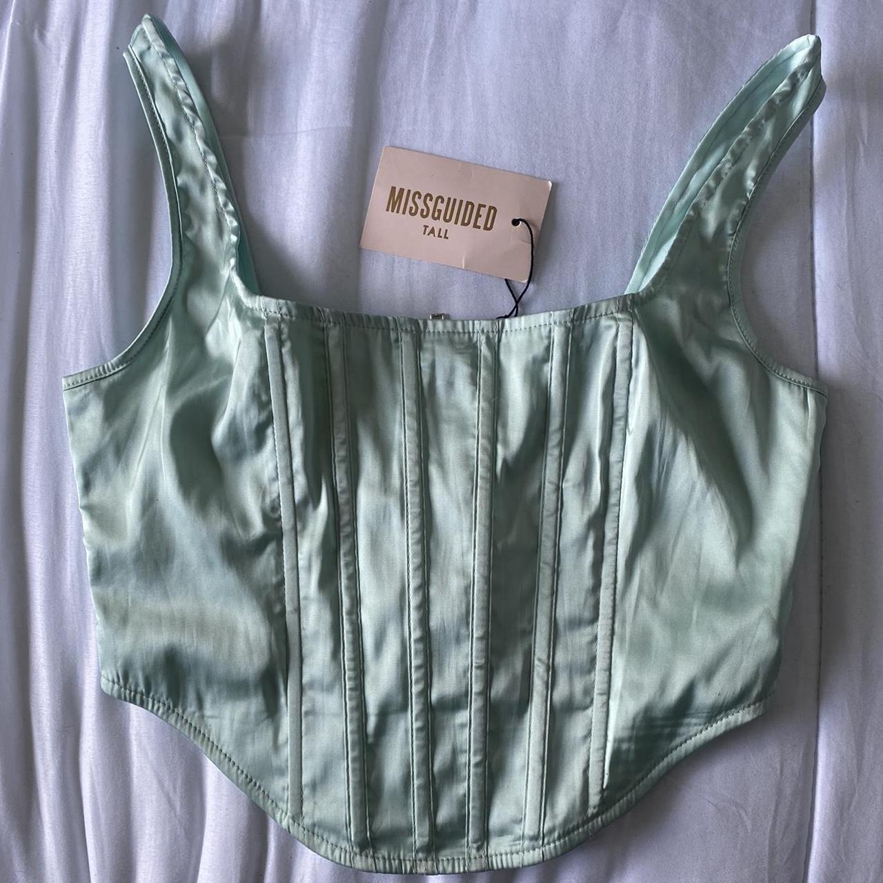 Missguided Satin Corset (Blue) Size 8 (Tall) Brand... - Depop