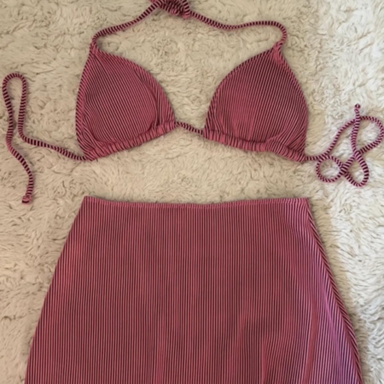 Pink & black bikini top & skirt 🩷 Worn once -... - Depop