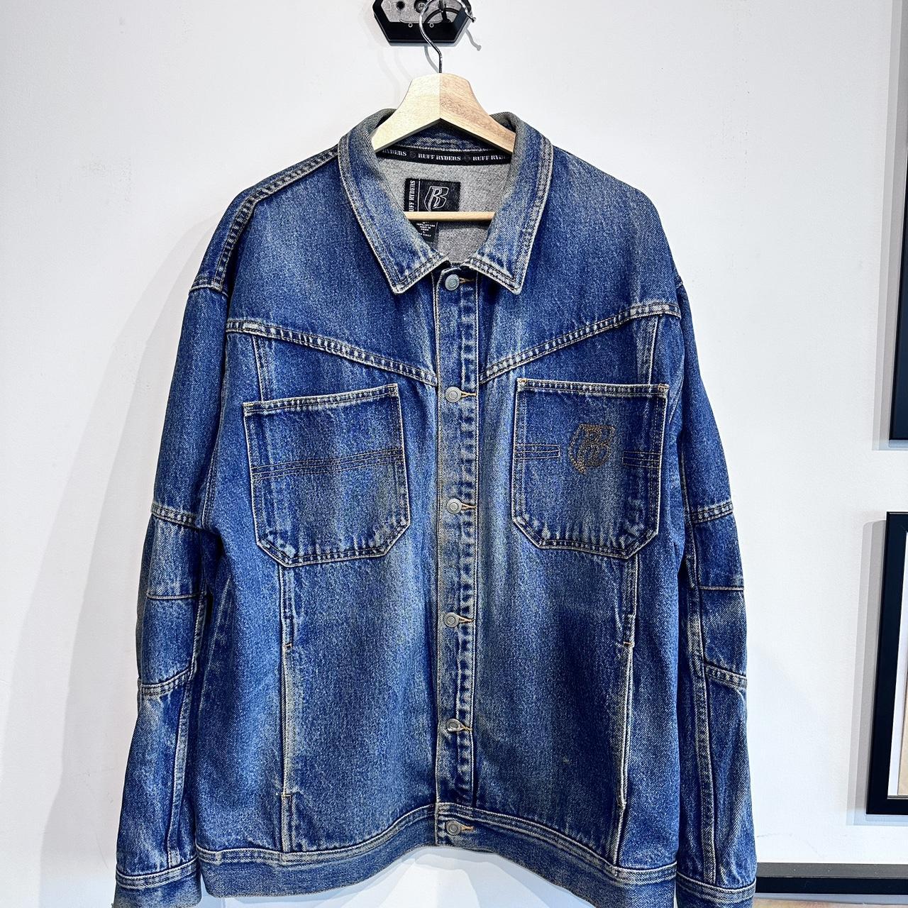 Vintage Ruff Ryders ‘Dirty denim’ jacket Size large... - Depop