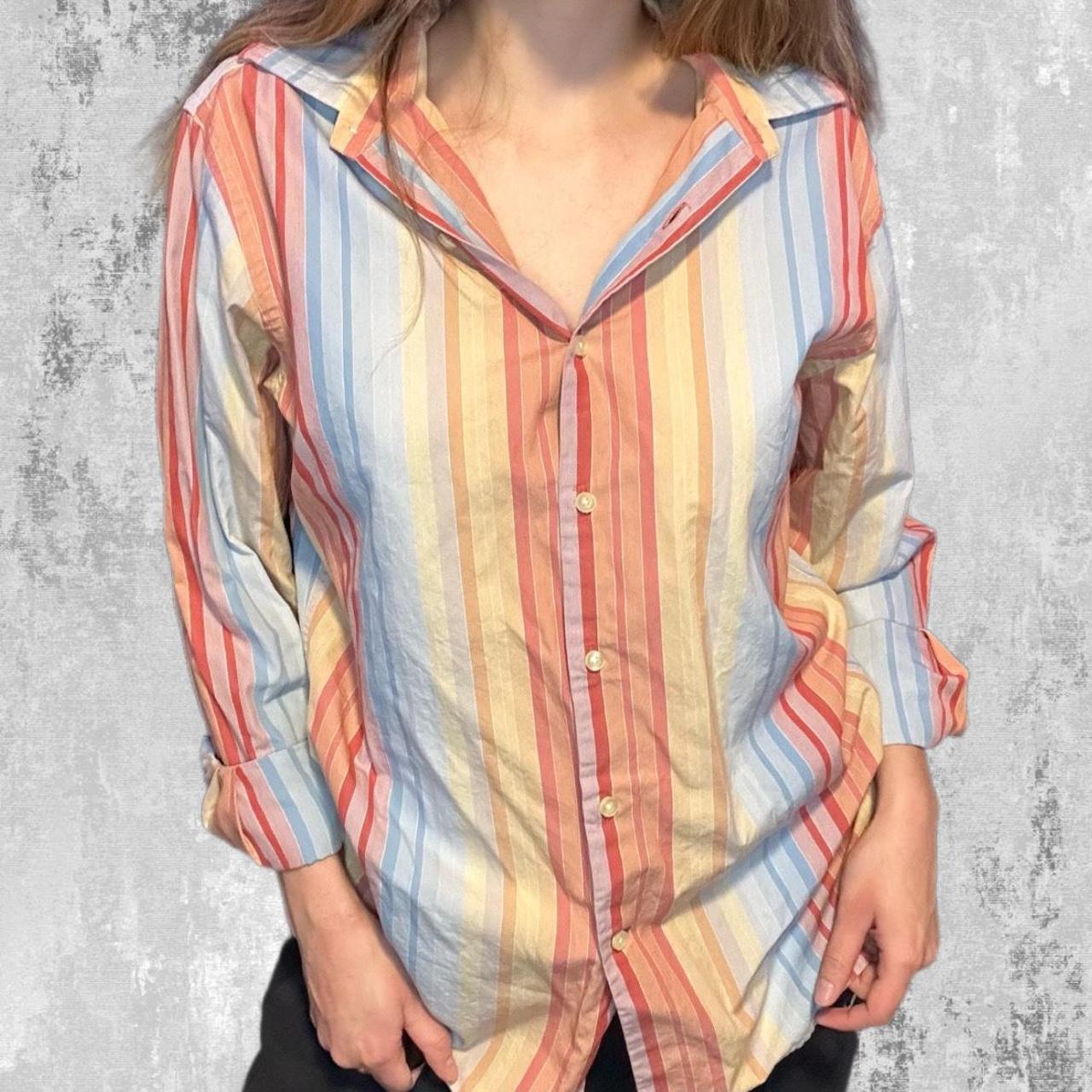 Multi-colored button up Medium - fits like a large - Depop