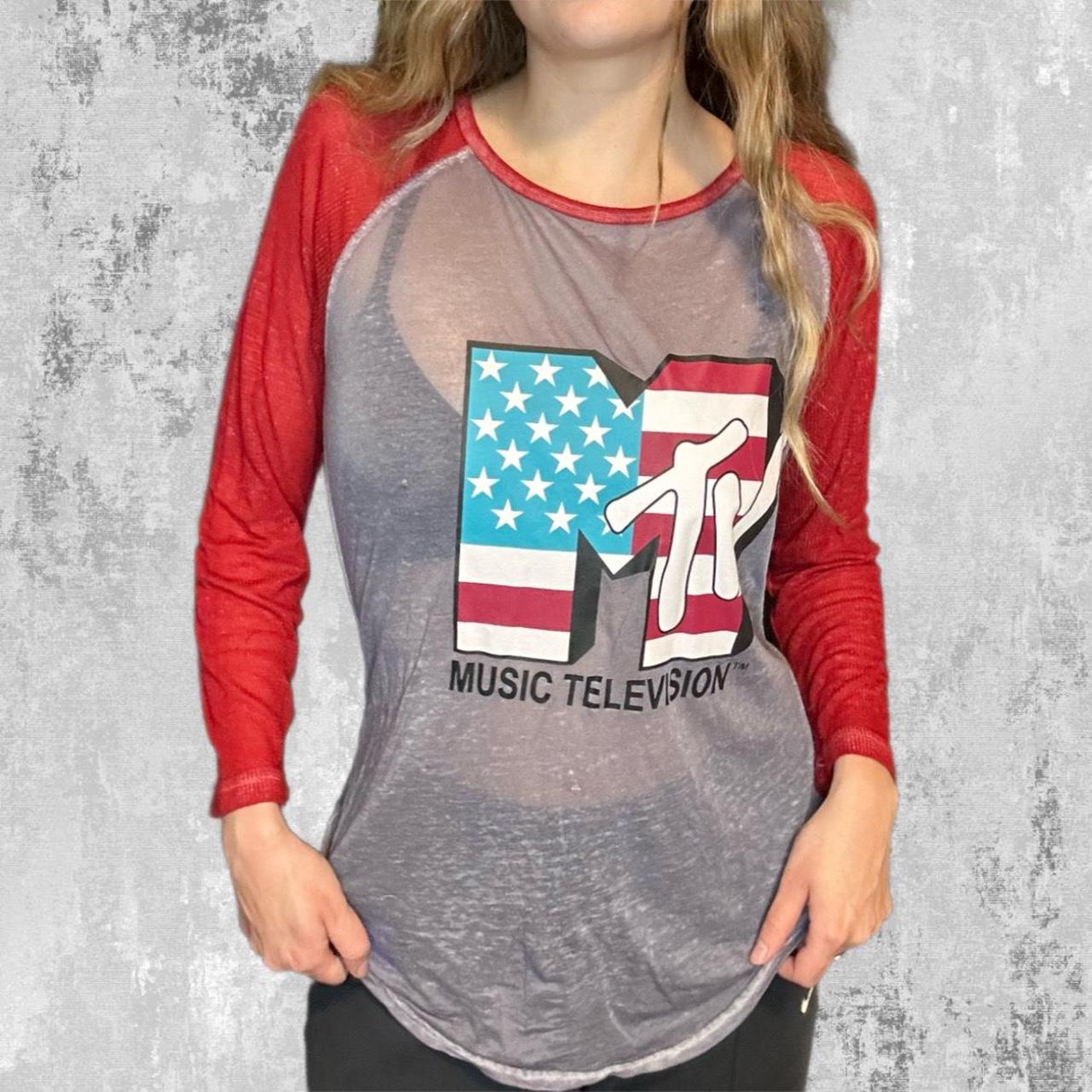 MTV baseball style shirt Very thin material, can... - Depop