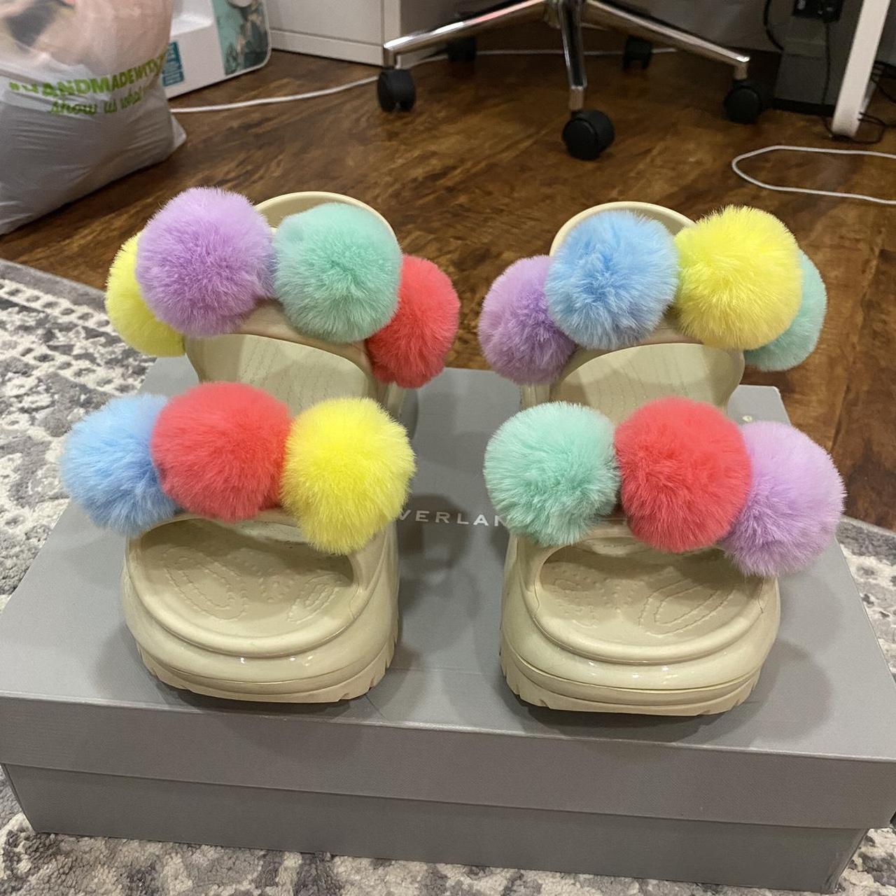 Crocs Mega Crush Sandel with Pompom Jibbitz Crocs... - Depop