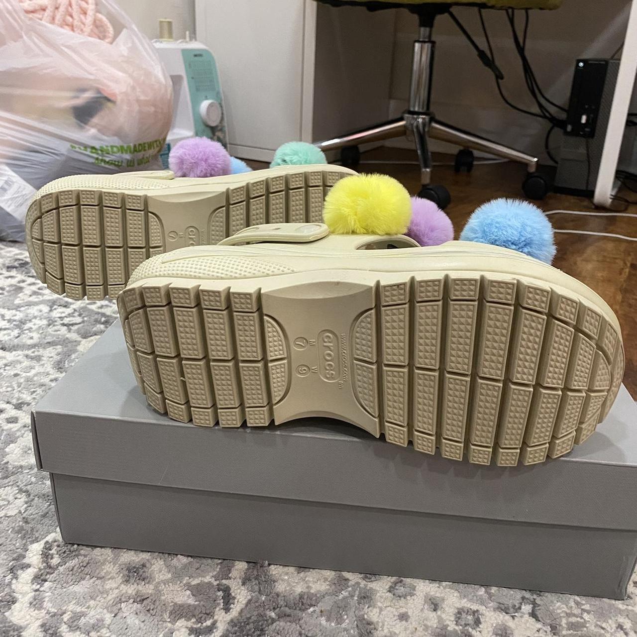 Crocs Mega Crush Sandel with Pompom Jibbitz Crocs... - Depop