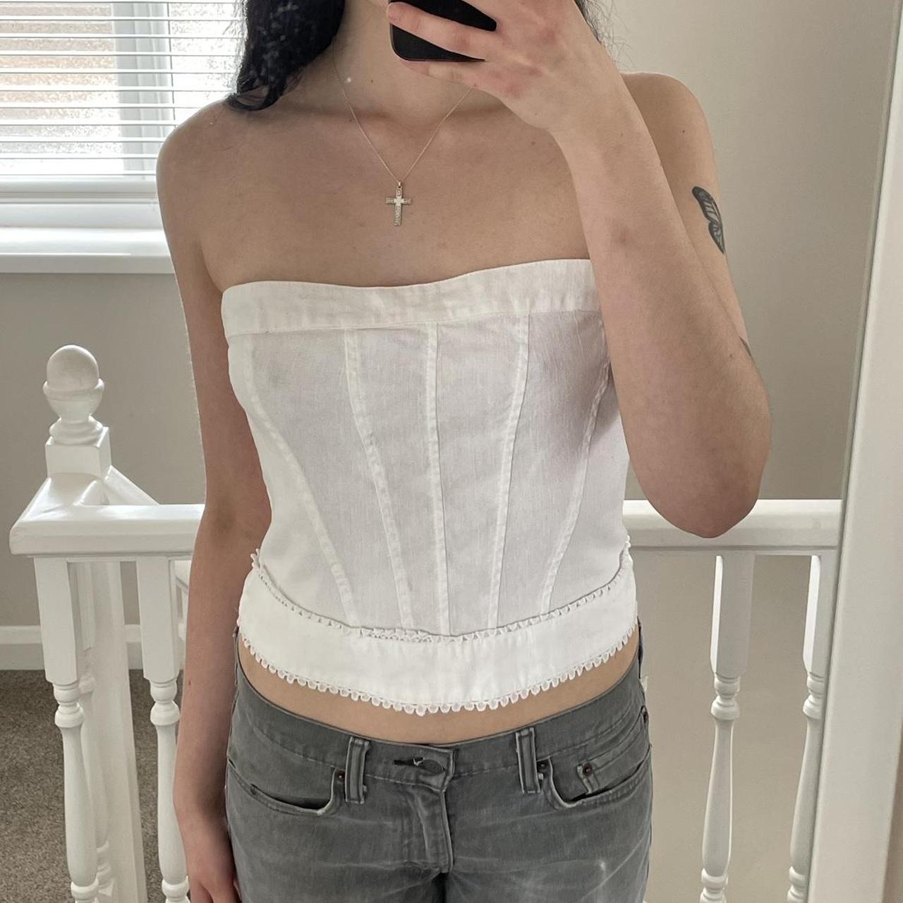 Armani white bustier Quite loose on me as a size 10... - Depop