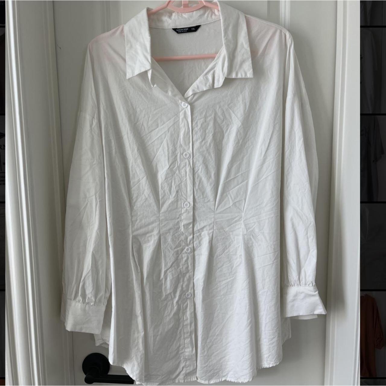 Shein white buttons up with cinched waist - Depop