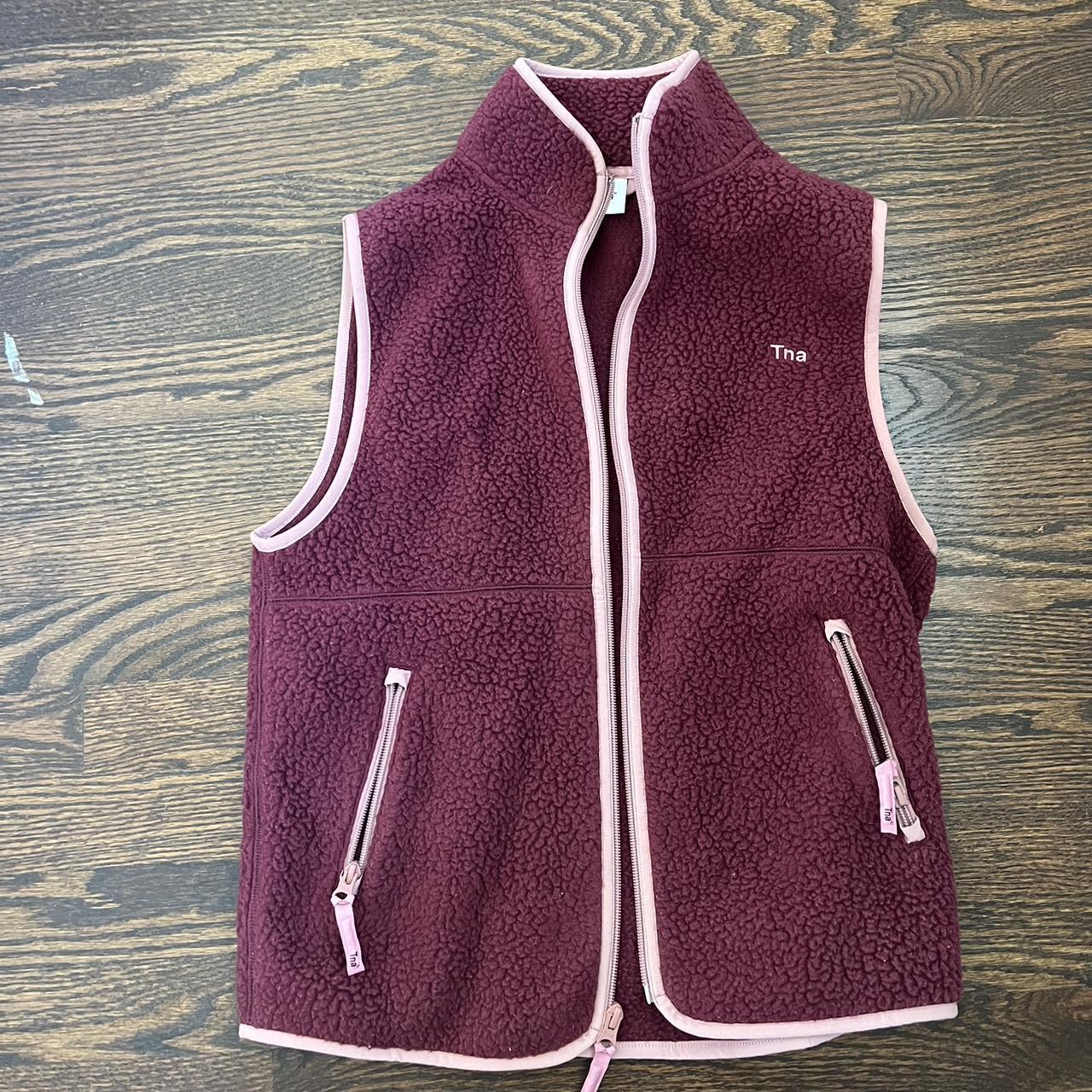 TNA Aritzia fleece purple vest with light pink... - Depop
