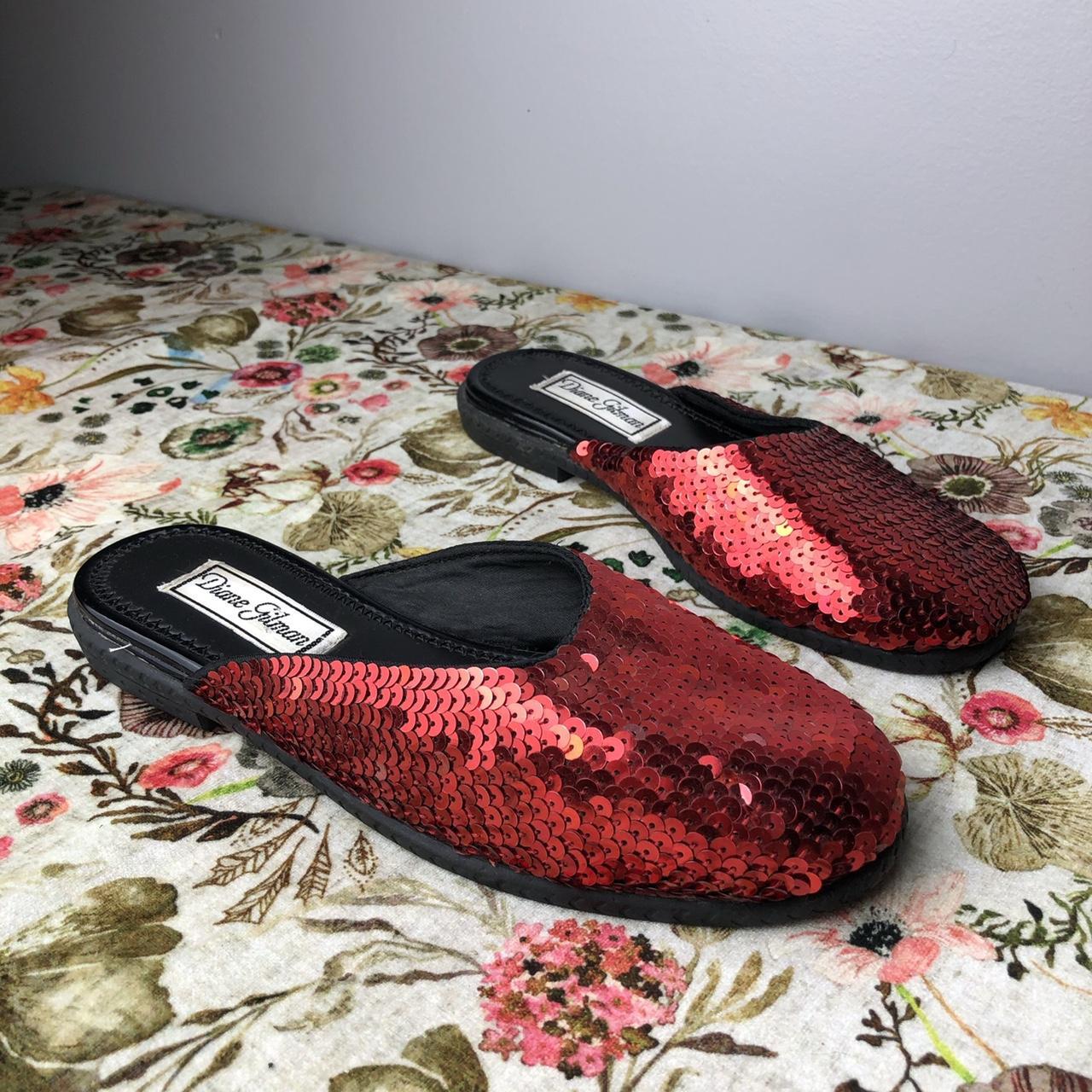 Vintage Red Sequin Slippers Beautiful red shiny... - Depop