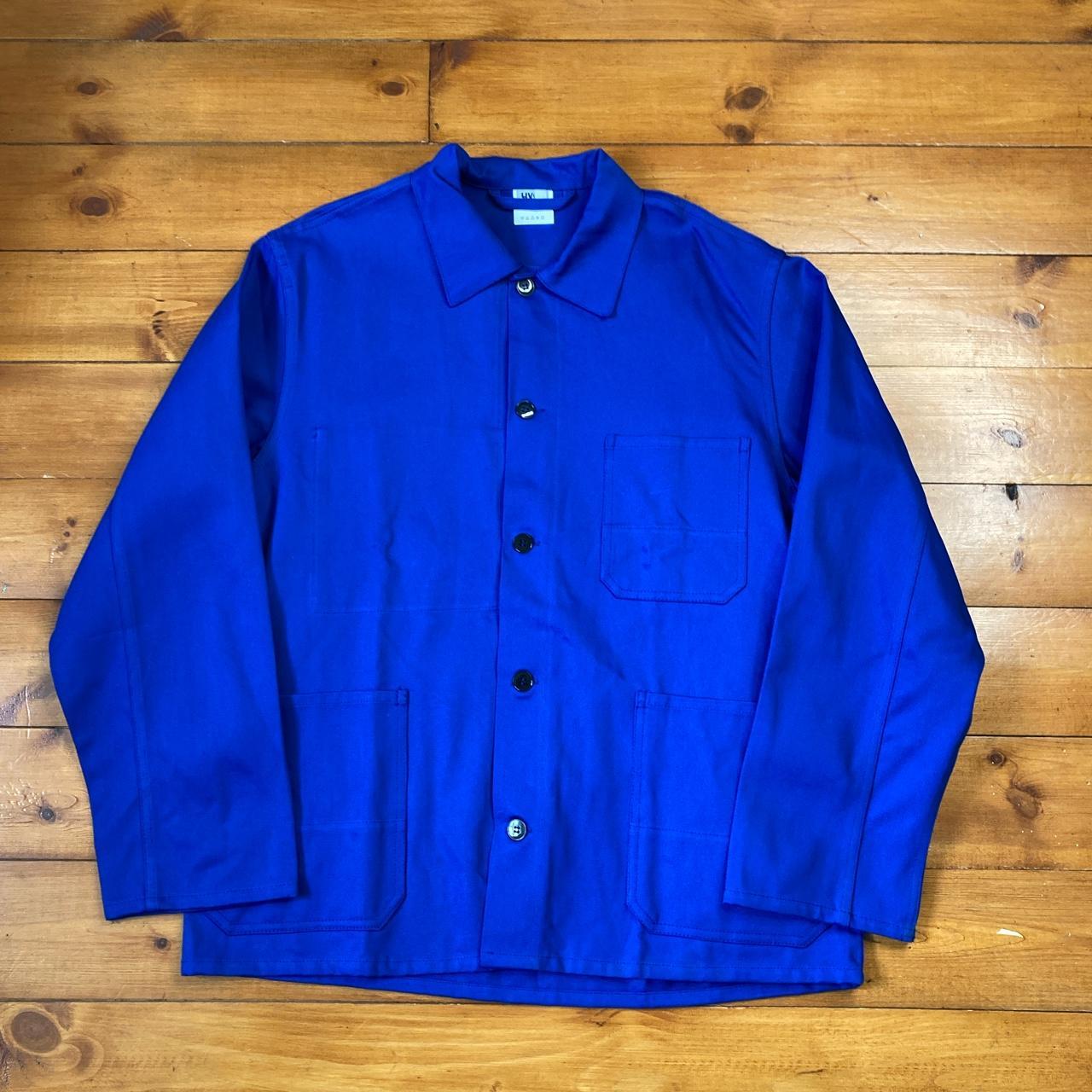 Blue chore jacket Size 50 approx L 23" pit to... - Depop
