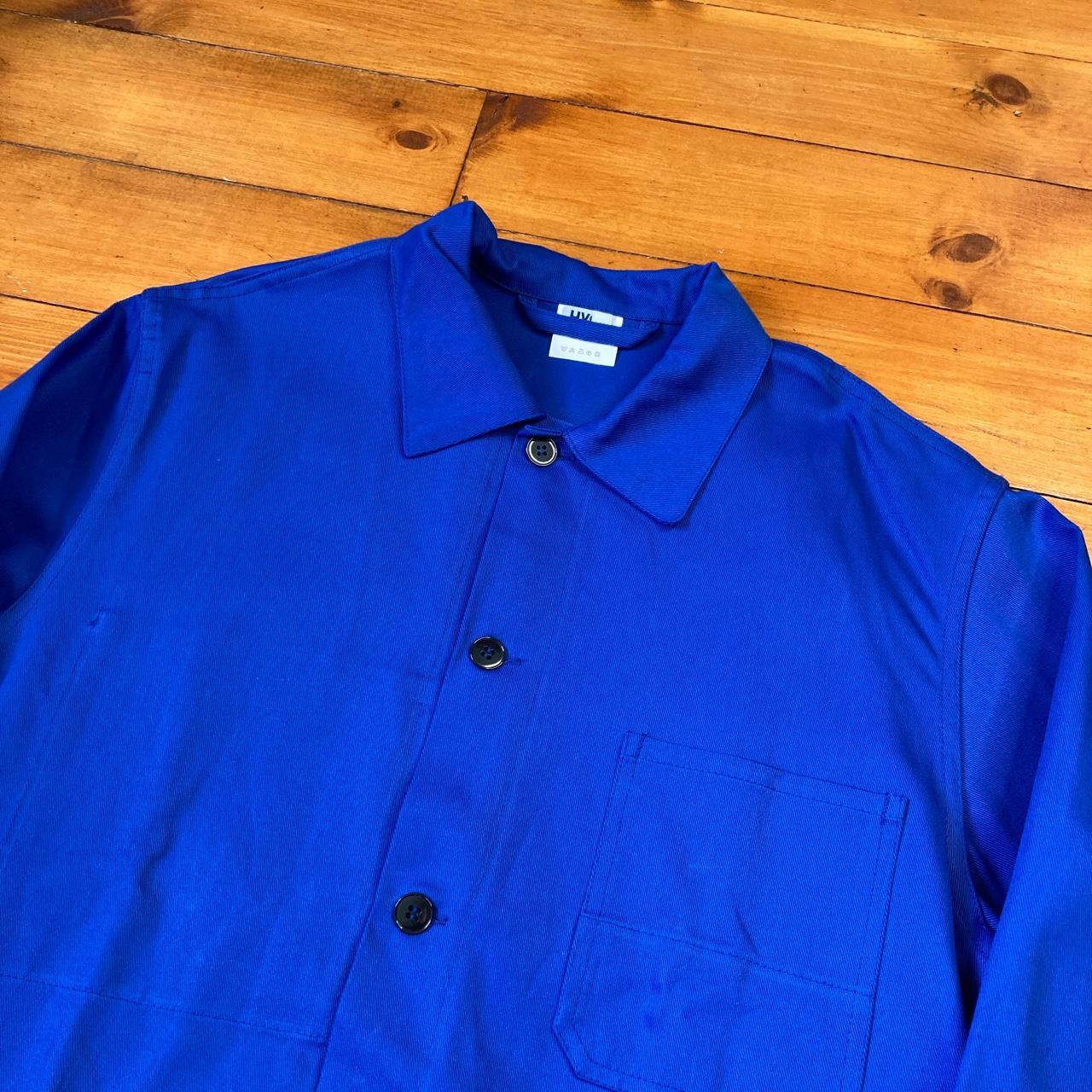 Blue chore jacket Size 50 approx L 23" pit to... - Depop