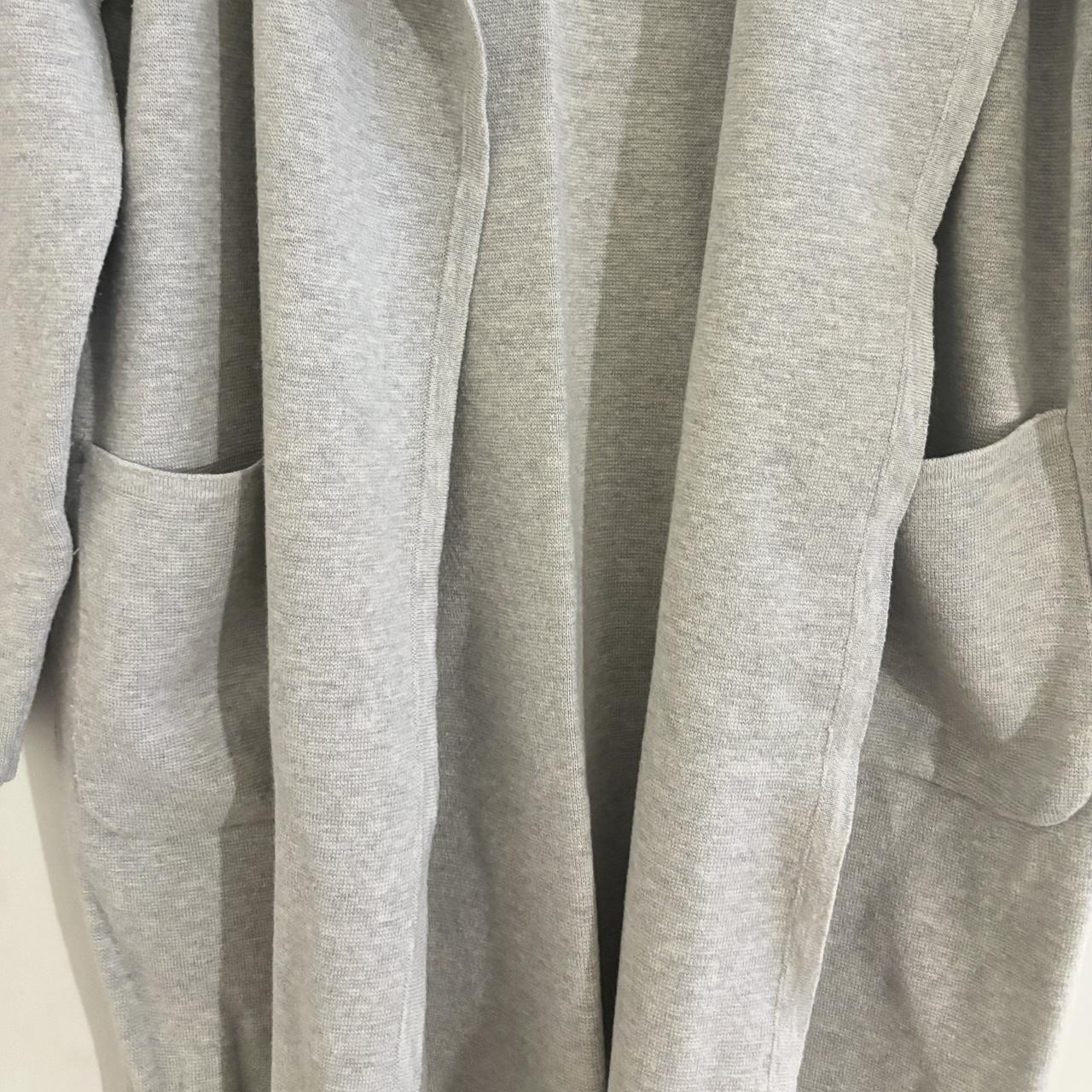 Grey long line open cardigan from J. Crew Merino... - Depop