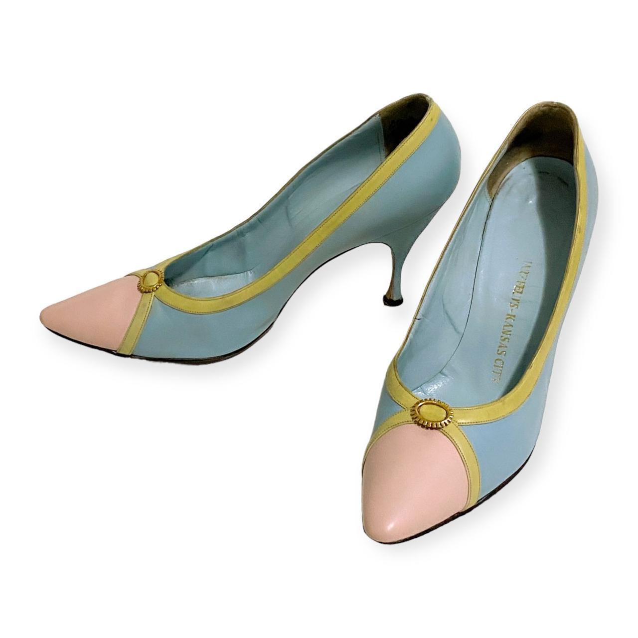Vintage Herbert Levine pastel color block pumps Size... - Depop