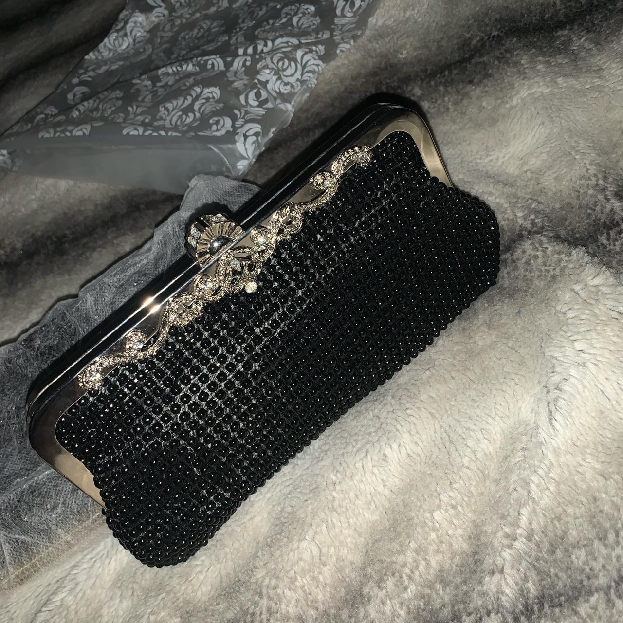 Embellished Black & Silver Chain Purse 👛 // Clutch... - Depop
