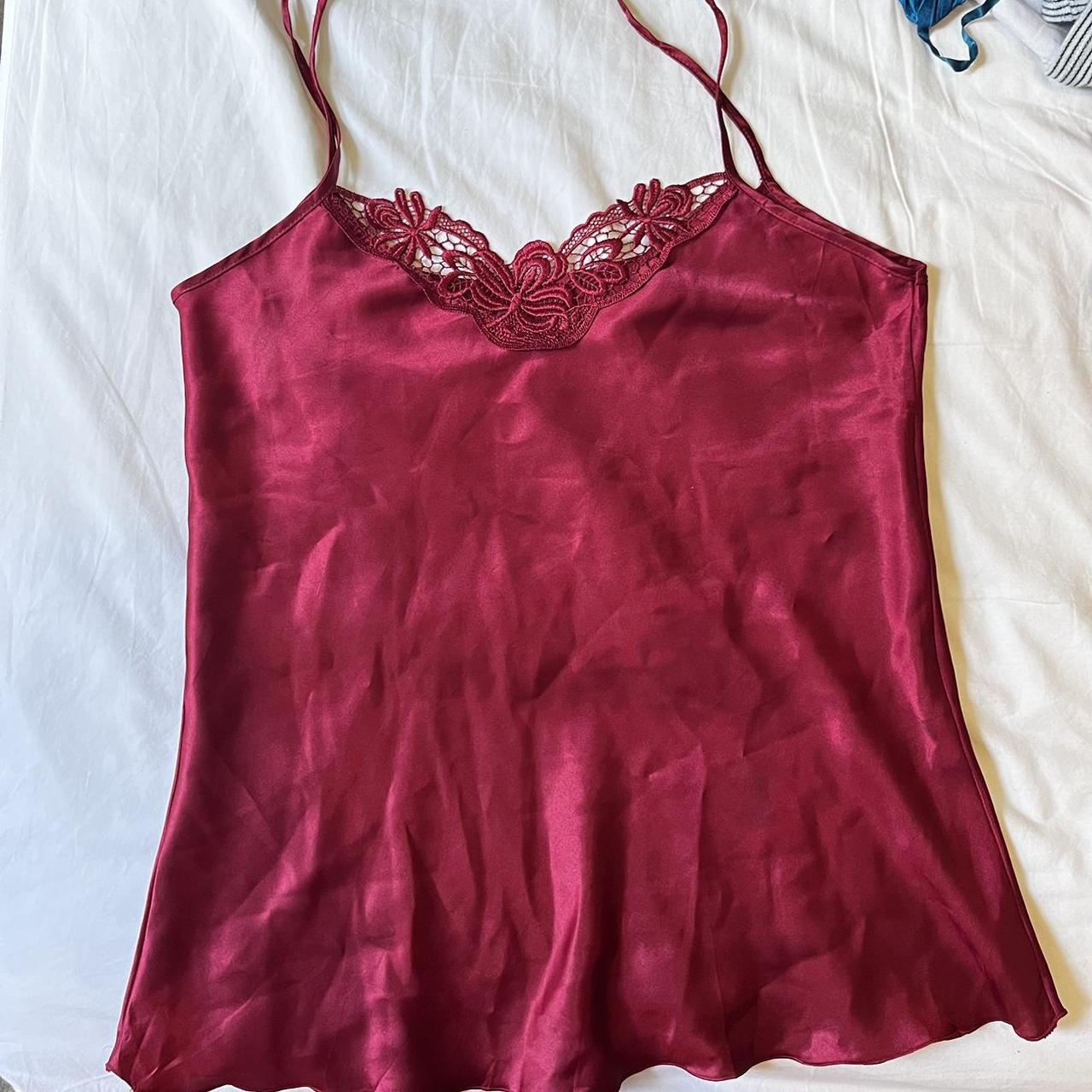 Super pretty pink silk tank top, vintage, size 12 - Depop