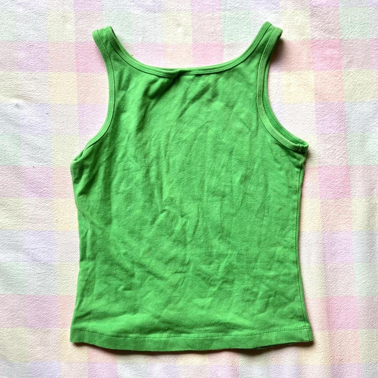 cute lil lime green tank top 💚 stretchy cotton-lycra... - Depop