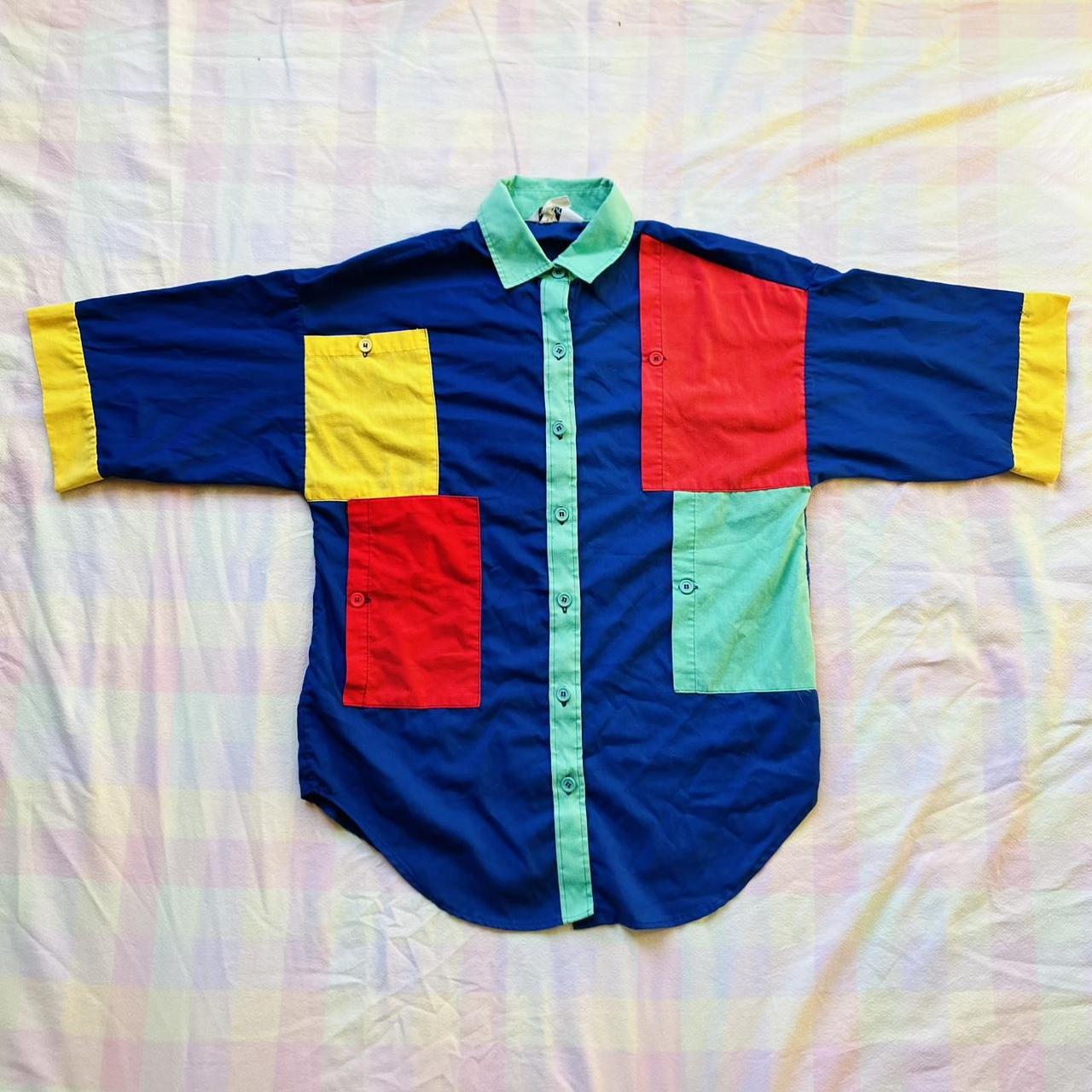 🌈 ️ funky vintage clowncore primary color 4-pocket... - Depop