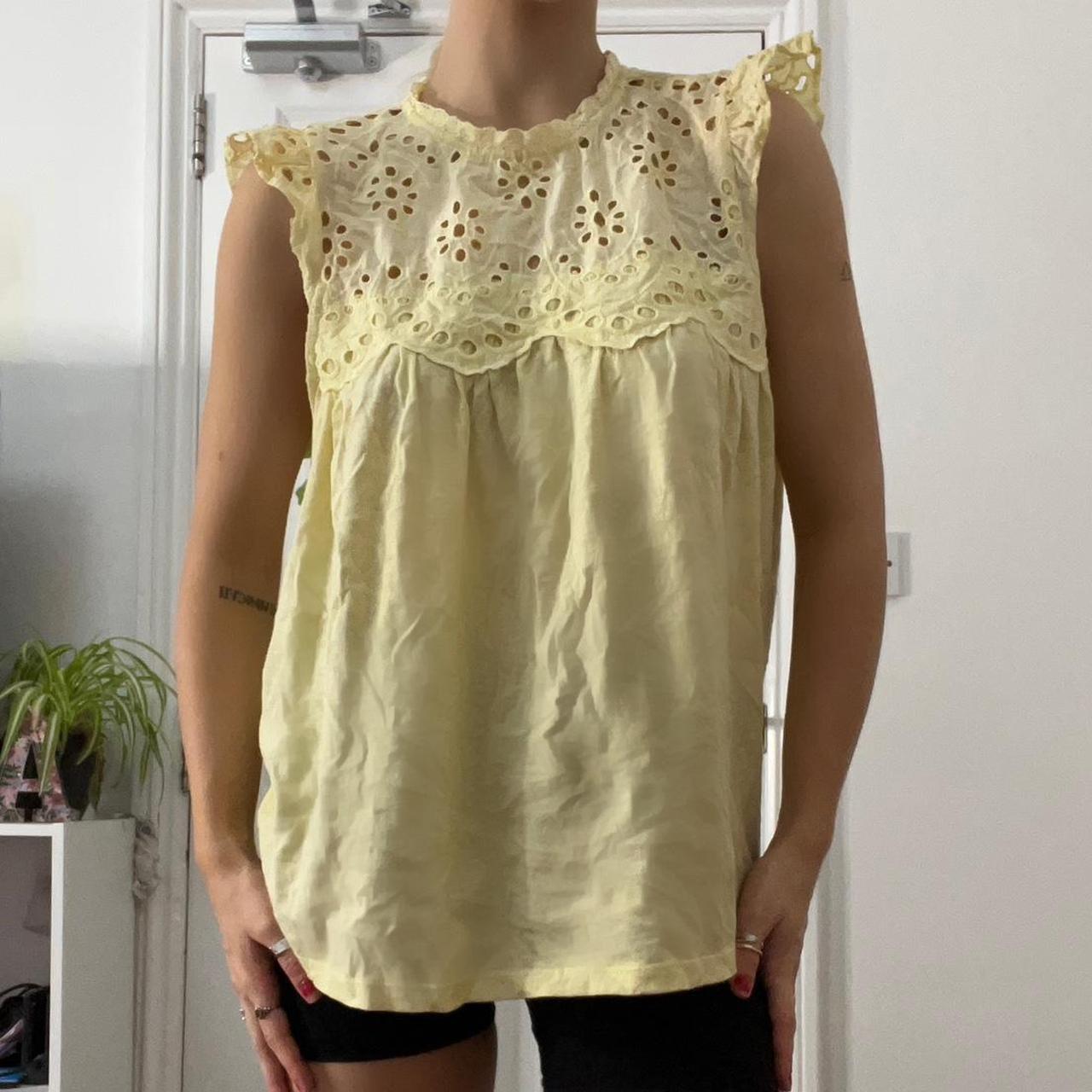 Adorable pastel yellow frilly high neck top From... - Depop